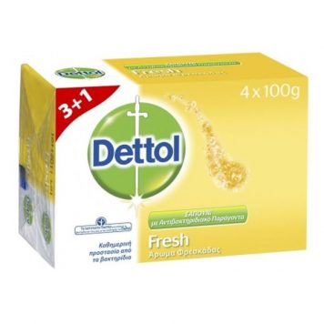 DETTOL ΕΛΛΗΝΙΚΟ ΑΝΤΙΣΗΠΤΙΚΟ ΣΑΠΟΥΝΙ 4x100gr. FRESH κιβ.12 - ΜΙΧΑΗΛΙΔΗΣ ...